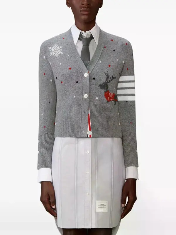 Thom Browne Hector Reindeer Intarsia Cardigan