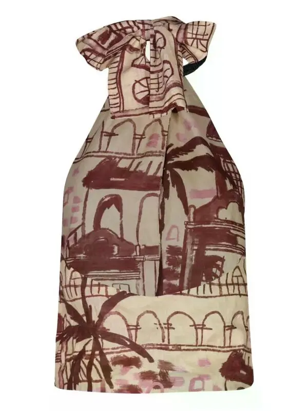 Johanna Ortiz Printed Halterneck Top