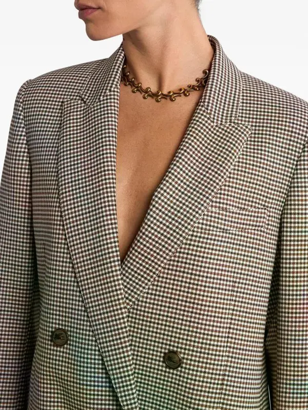 Etro Double-breasted Gingham Blazer - Brown