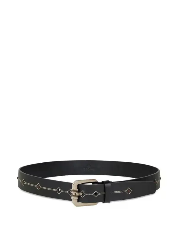 Etro Embroidery Leather Belt - Black