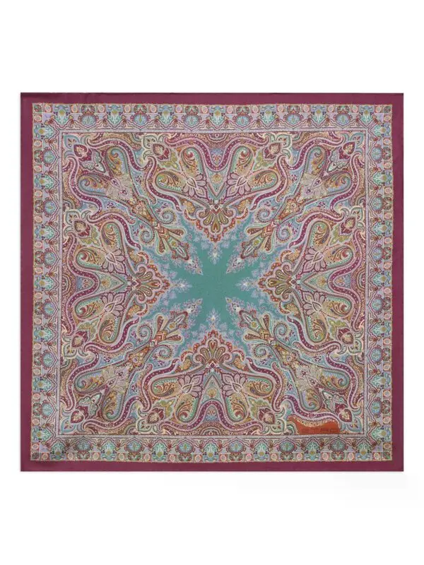 Etro Floral Paisley Silk Pocket Square - Red