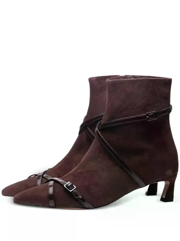 POCHE PARIS Buckled Ankle Boots - Brown