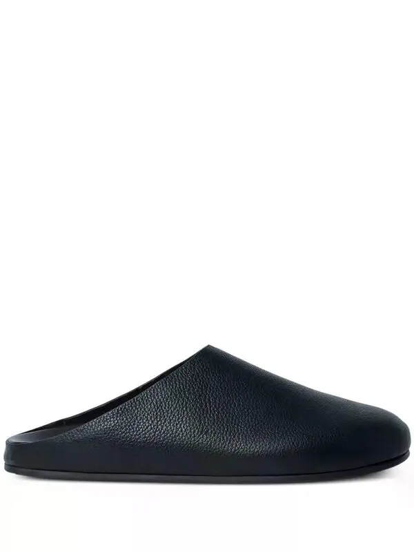 THE ROW Hudson Leather Flat Mules - Black
