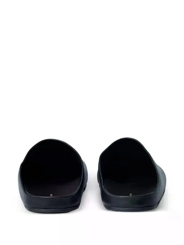 THE ROW Hudson Leather Flat Mules - Black