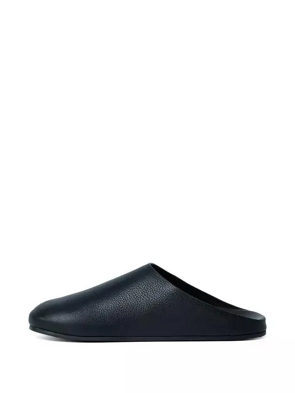 THE ROW Hudson Leather Flat Mules - Black