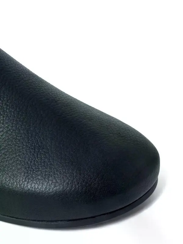 THE ROW Hudson Leather Flat Mules - Black