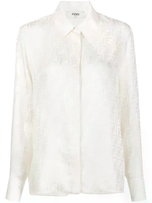 Fendi Ff-jacquard Silk Shirt - Neutrals