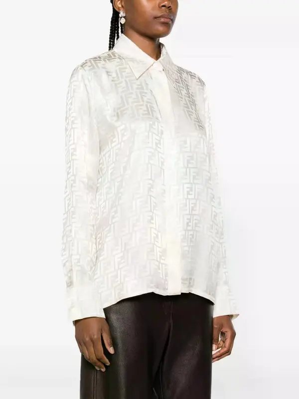 Fendi Ff-jacquard Silk Shirt - Neutrals