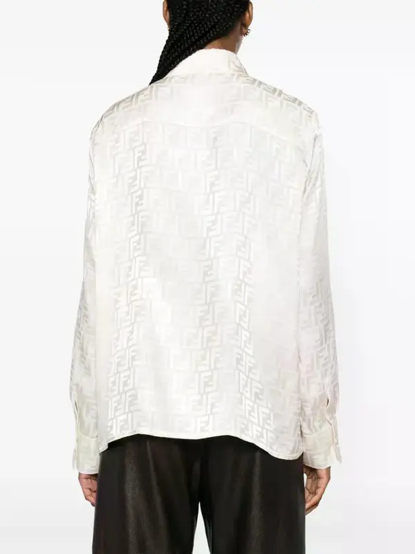 Fendi Ff-jacquard Silk Shirt - Neutrals