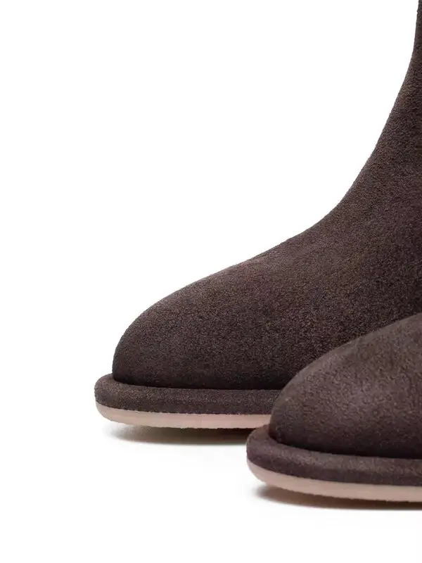 POCHE PARIS Suede Block Heel Pointed Toe Boots