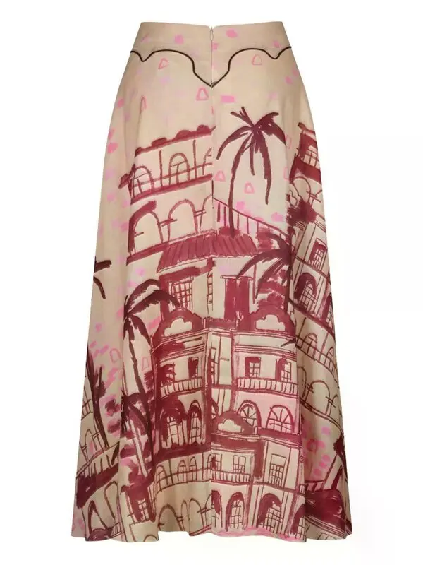 Johanna Ortiz Graphic Print Midi Skirt
