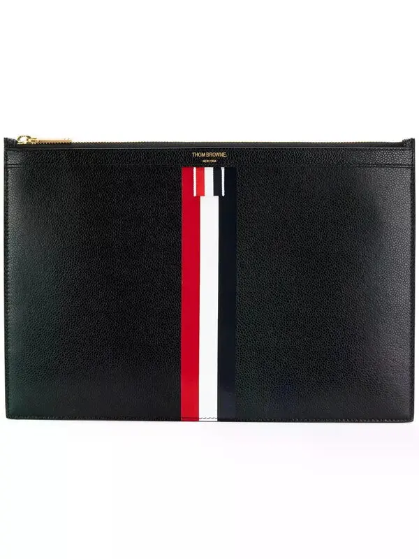 Thom Browne Tricolour Zipper Tablet Holder - Black