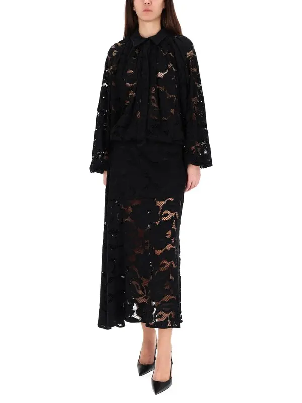 PATOU Lace Midi Skirt - Black