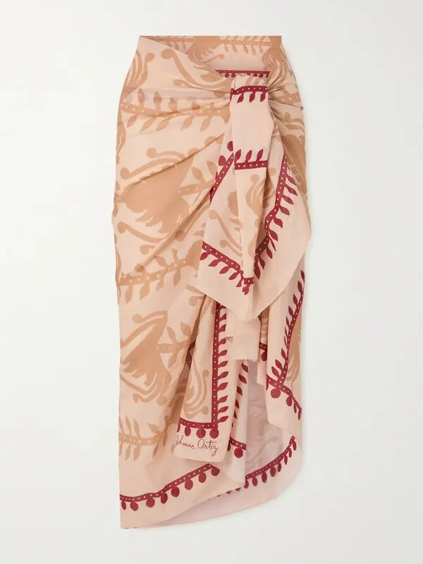Johanna Ortiz Prismatic Flow Printed Cotton Pareo - Neutrals