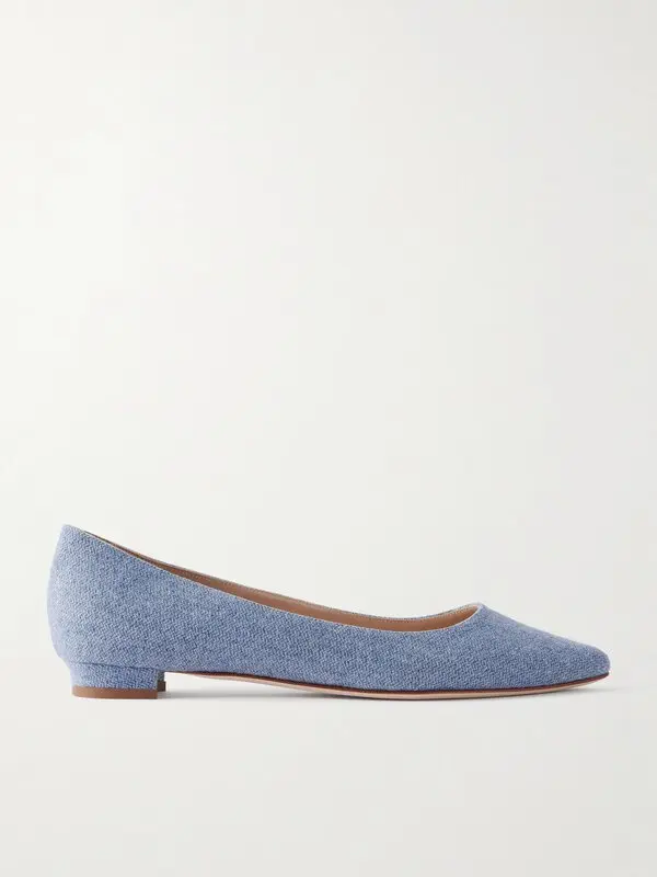 Manolo Blahnik Tweed Ballerina Flats - Gray