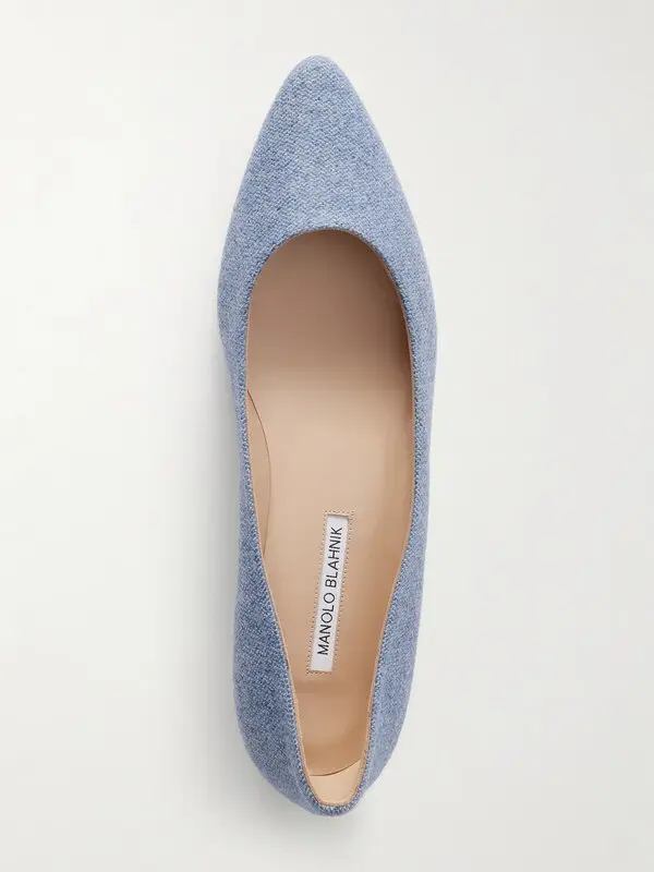 Manolo Blahnik Tweed Ballerina Flats - Gray