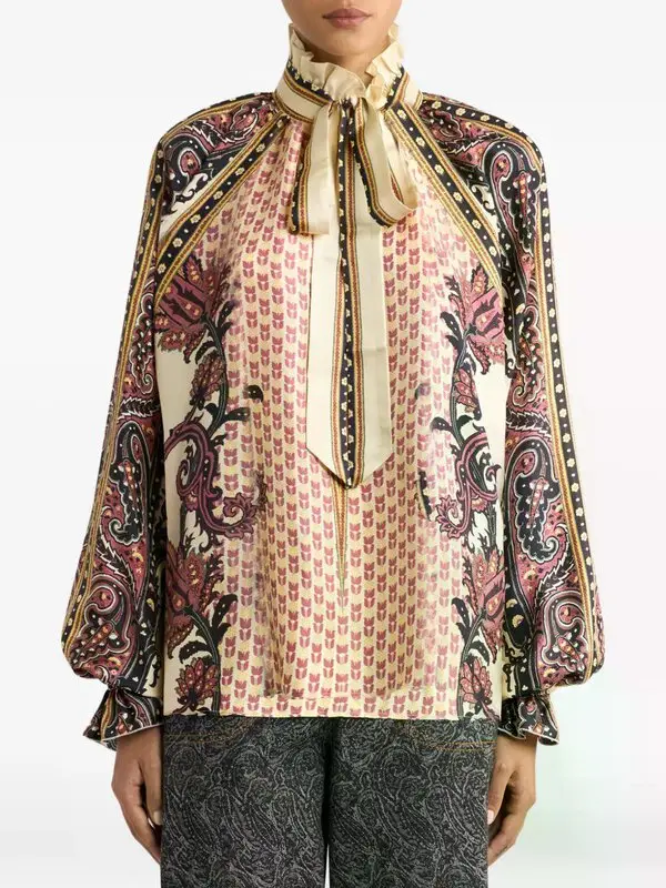 Etro Printed Silk Blouse - Neutrals