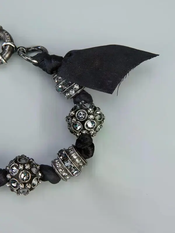 LANVIN Beaded Chunky Bracelet With Silk Ribbon