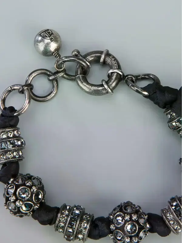 LANVIN Beaded Chunky Bracelet With Silk Ribbon