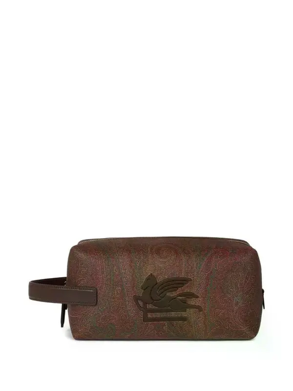 Etro Pegaso Embroidery Arnica Pouch - Brown