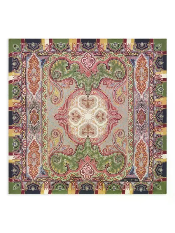 Etro Floral Paisley Silk Pocket Square - Neutrals