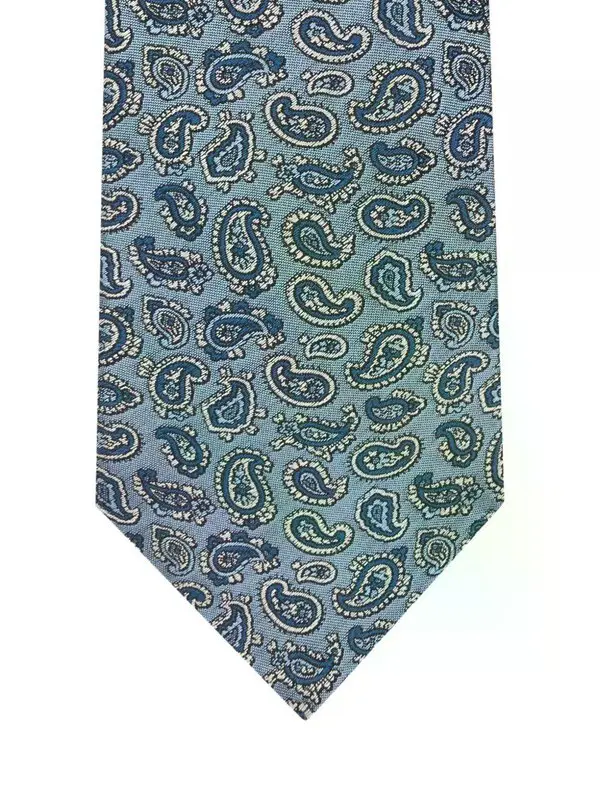 Etro Paisley Jacquard Silk Neck Tie - Blue