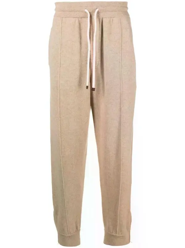 Brunello Cucinelli Intarsia-knit Cashmere Track Pants - Neutrals