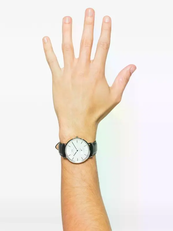 DANIEL WELLINGTON 40mm Multi-eye Leather Strap Watch - Silver