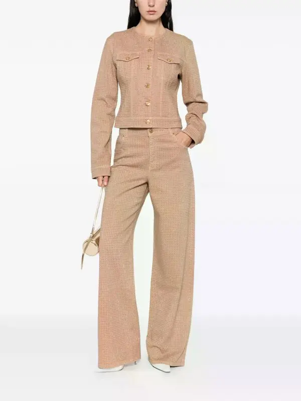 Blumarine Rhinestone Embellished Wide Leg Jeans