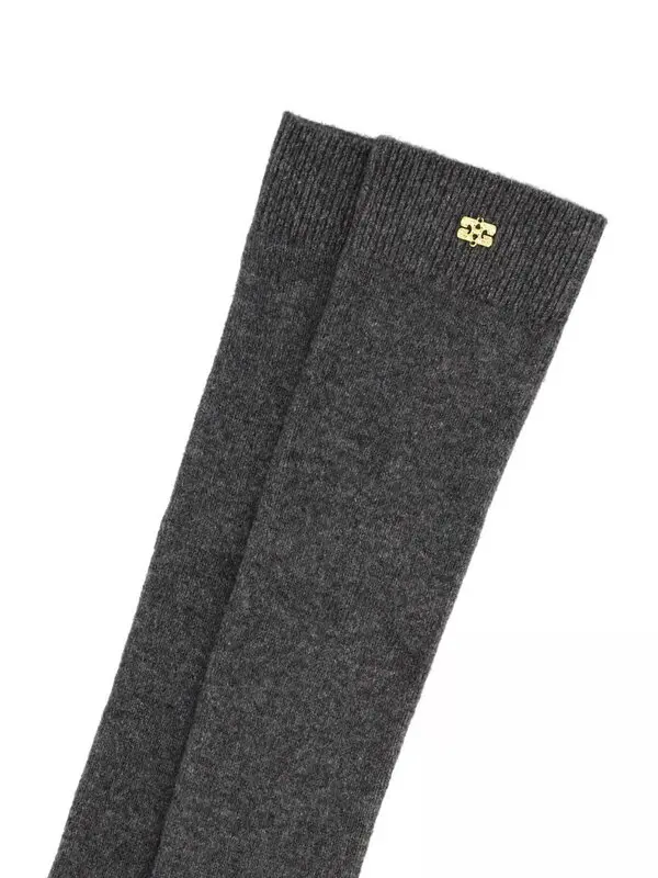 GANNI Logo Knee-high Socks - Grey