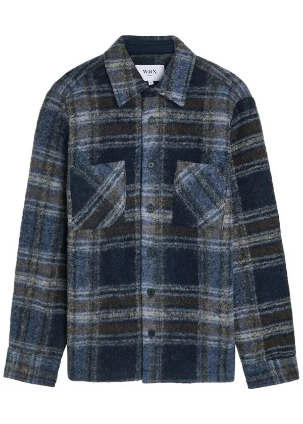 WAX LONDON Whiting Checked Wool-blend Overshirt