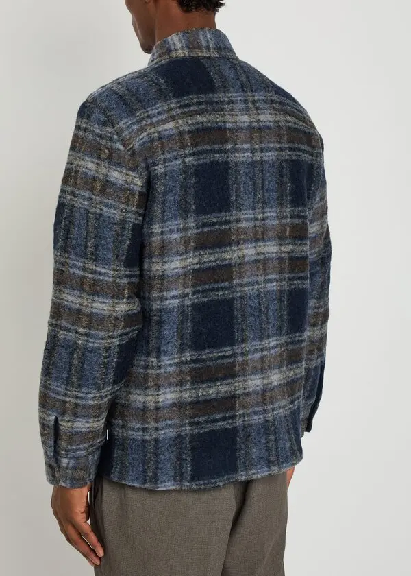 WAX LONDON Whiting Checked Wool-blend Overshirt