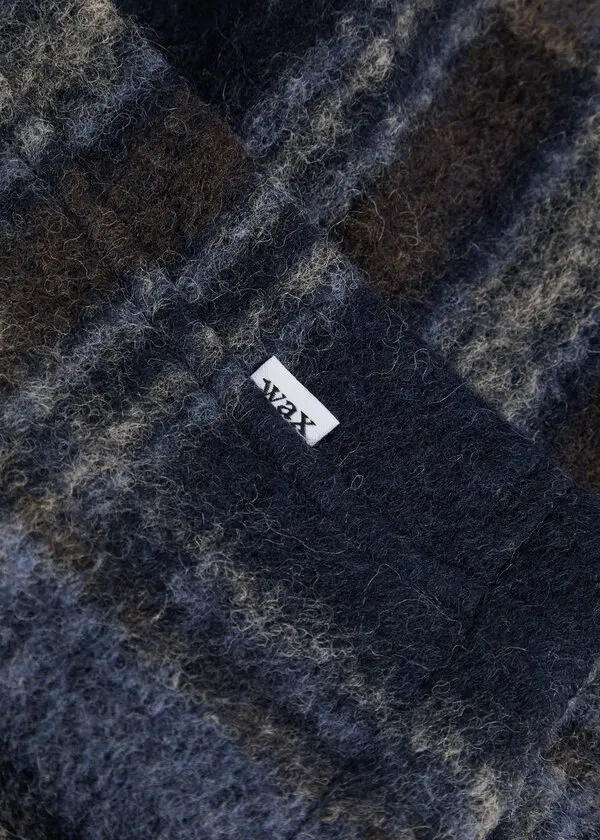 WAX LONDON Whiting Checked Wool-blend Overshirt