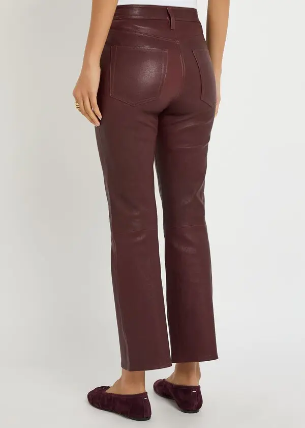 FRAME The Reboot Crop Bootcut Leather Trousers - Red