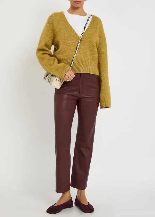 FRAME The Reboot Crop Bootcut Leather Trousers - Red
