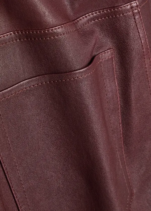 FRAME The Reboot Crop Bootcut Leather Trousers - Red