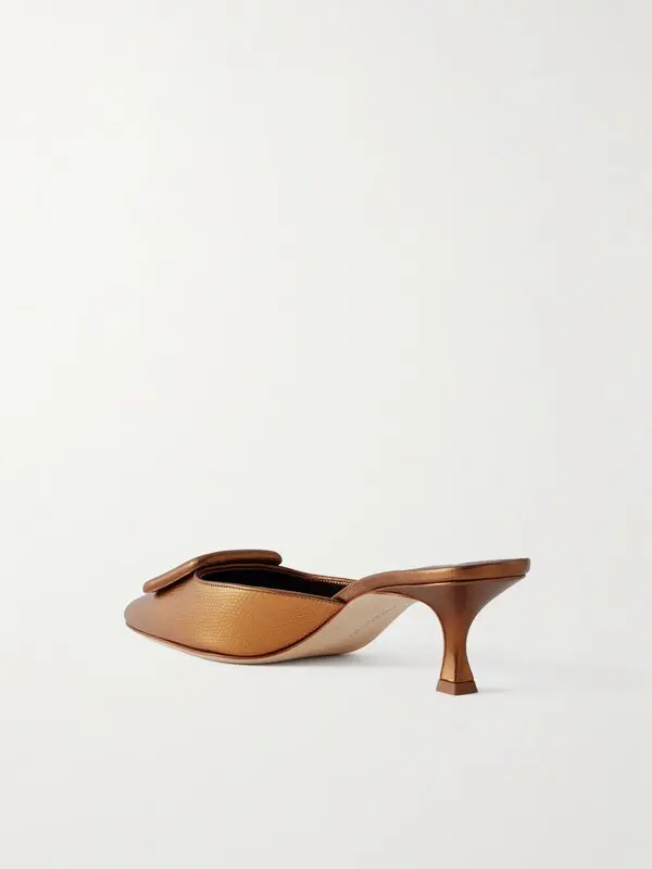 Manolo Blahnik Maysalebi 50 Lizard-effect Leather Mules - Metallic