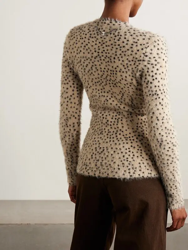 Rabanne Brushed Cheetah-print Stretch-knit Cardigan