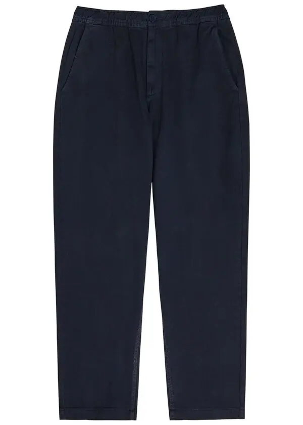 WAX LONDON Tapered Cotton-twill Trousers - Navy