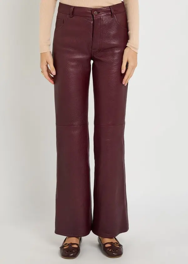 Chloé Grained Leather Flared Trousers