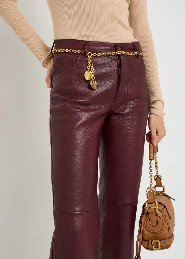 Chloé Grained Leather Flared Trousers