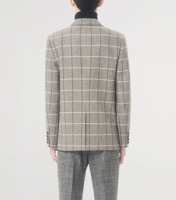 Valentino Garavani Virgin Wool Windowpane Check Double-breasted Blazer