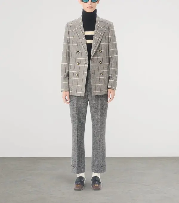 Valentino Garavani Virgin Wool Windowpane Check Double-breasted Blazer