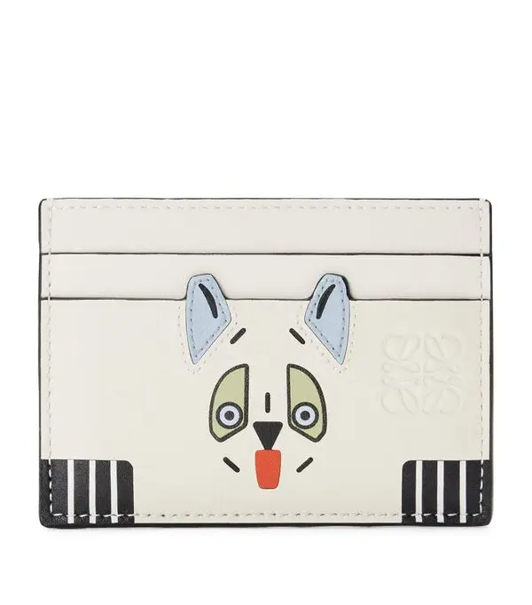 Loewe X Louis Wain Leather Futurist Cat Card Holder - White