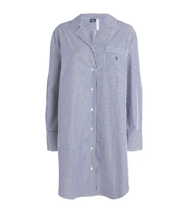 Polo Ralph Lauren Cotton Poplin Stripe Pyjama Shirt - Navy
