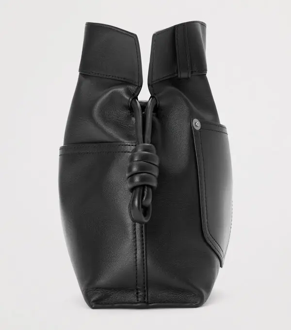 Loewe Leather Flamenco Clutch Bag With Jean-detail - Black