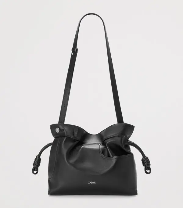 Loewe Leather Flamenco Clutch Bag With Jean-detail - Black