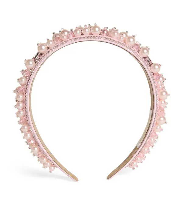 DAVID CHARLES Faux Pearls And Crystal Headband - Pink