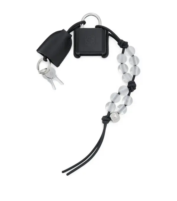 Loewe Leather Amazona Padlock Bag Charm - Black
