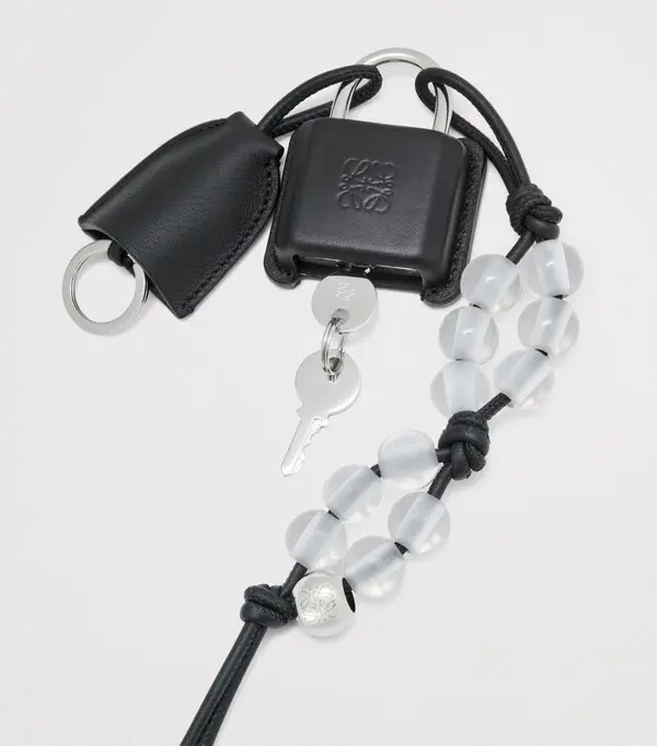 Loewe Leather Amazona Padlock Bag Charm - Black